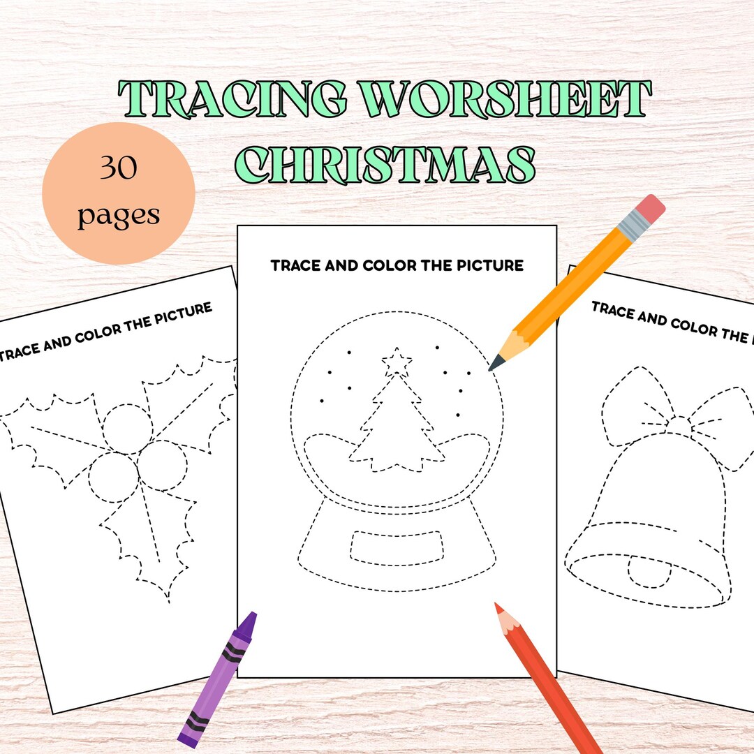 Christmas Trace & Color Worksheets – Printable Holiday Shapes for Kids ...