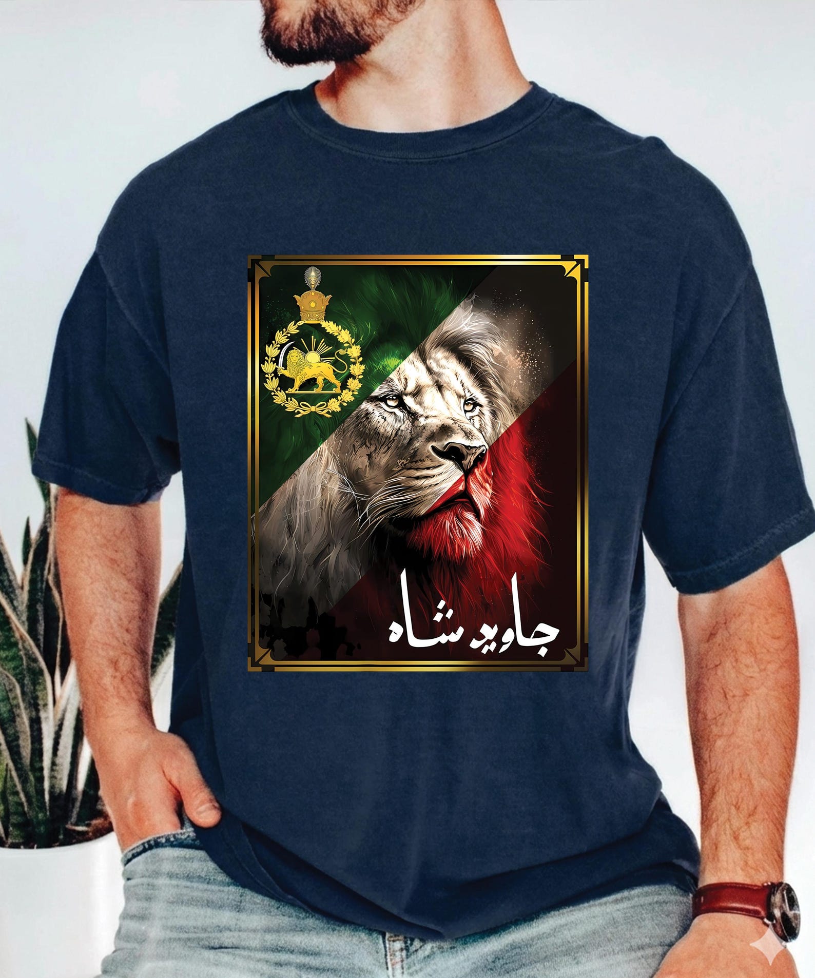 Iran Flag T-shirt, Persian Lion and Sun Graphic Tee, Shir-o-khorshid ...
