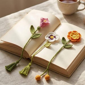 Flower Bookmark Crochet Pattern PDF | Easy Floral Bookmarks | Beginner ...