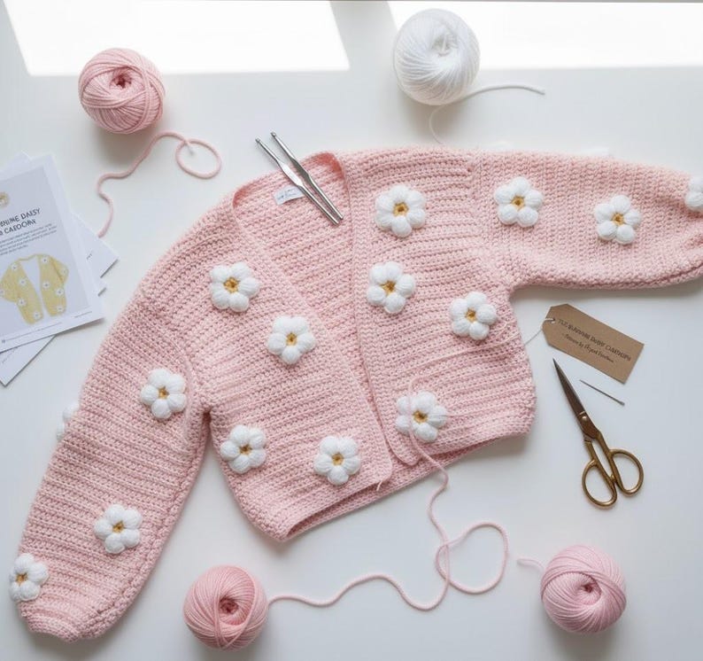 Crochet Daisy Cardigan Pattern, Handmade Oversized Sweater PDF, Baggy ...
