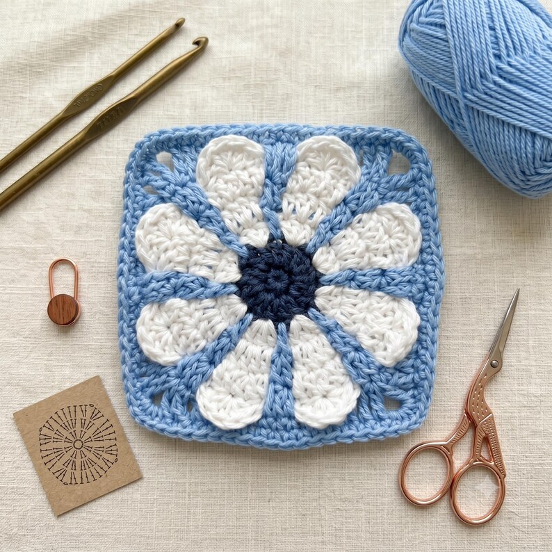6 Floral Crochet Granny Square Patterns, Motif Collection (PDF Download ...