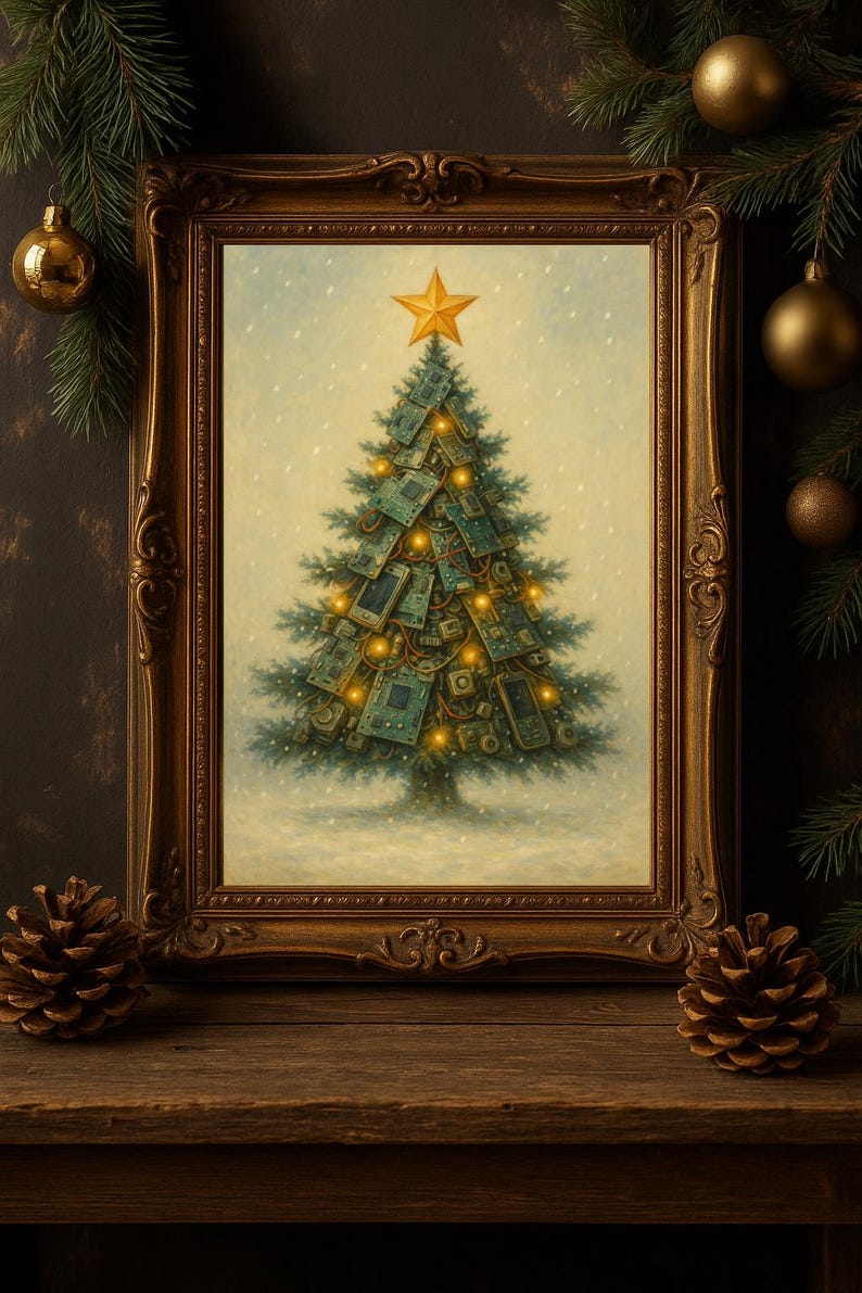 Vintage E-waste Christmas Tree Art | Upcycled Tech Holiday Decor ...