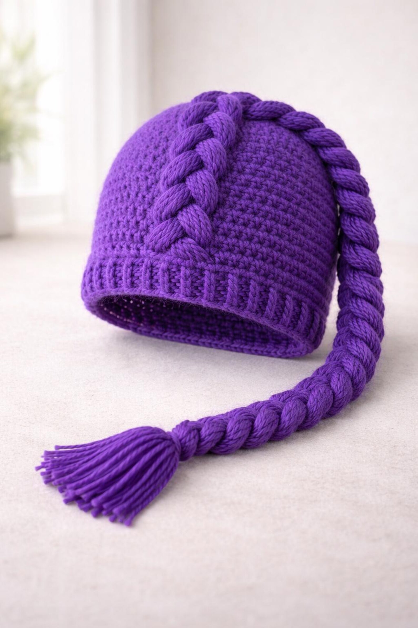 K-pop Inspired Braid Beanie Crochet Pattern | Fantasy Long Hair Hat ...