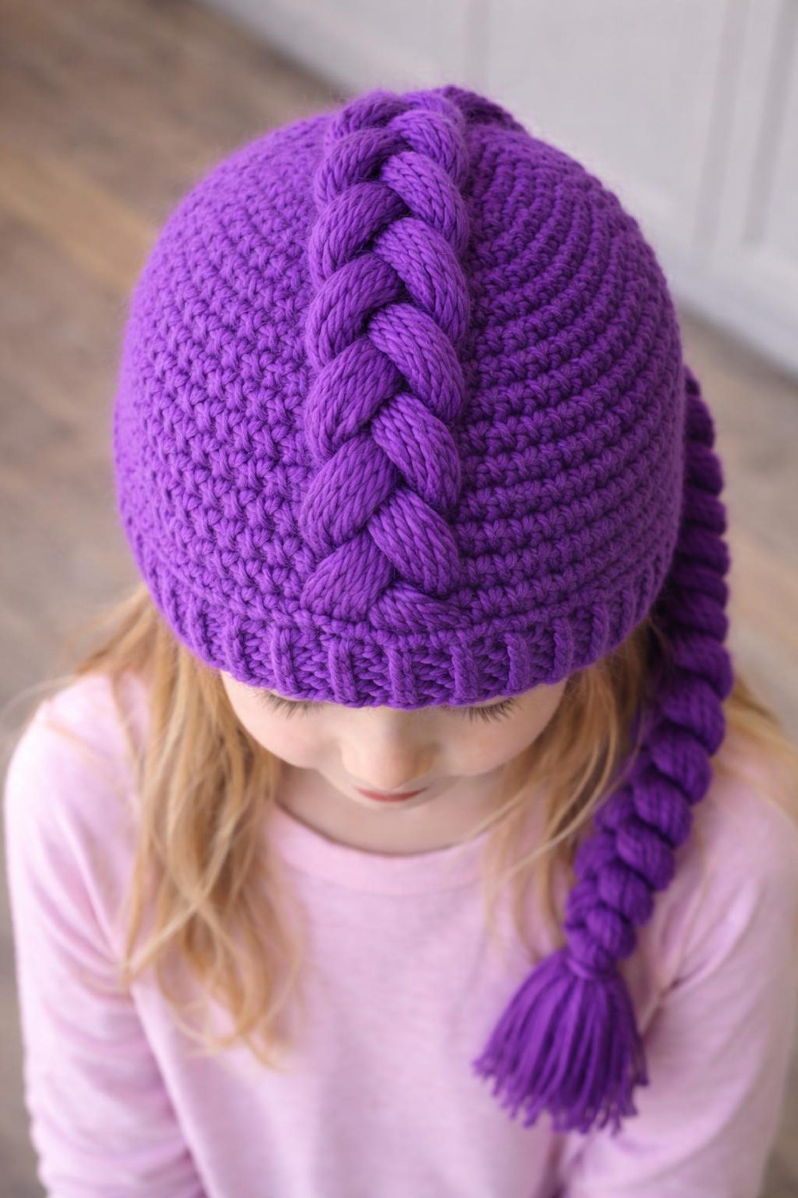 K-pop Inspired Braid Beanie Crochet Pattern | Fantasy Long Hair Hat ...