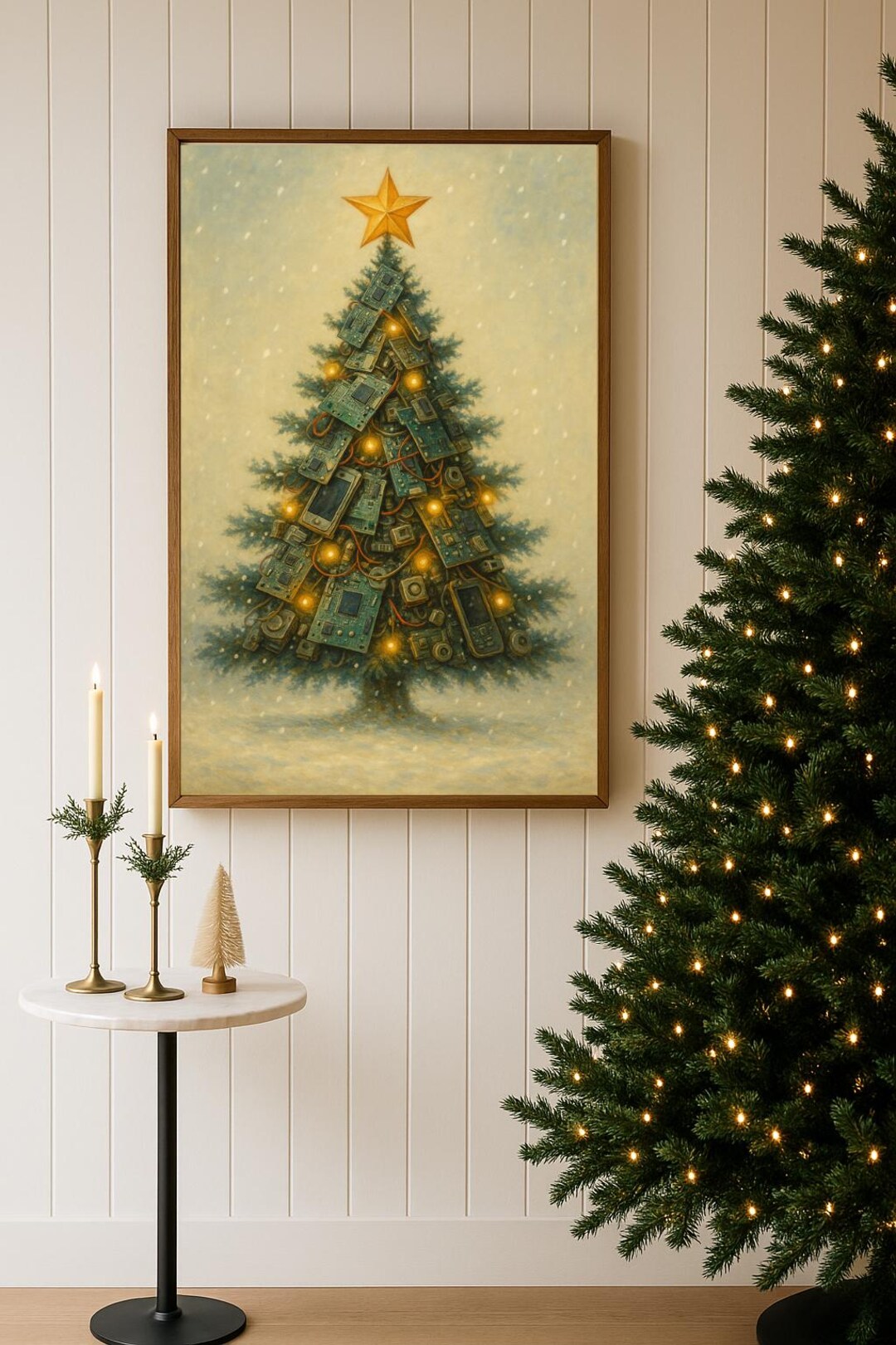 Vintage E-waste Christmas Tree Art | Upcycled Tech Holiday Decor ...