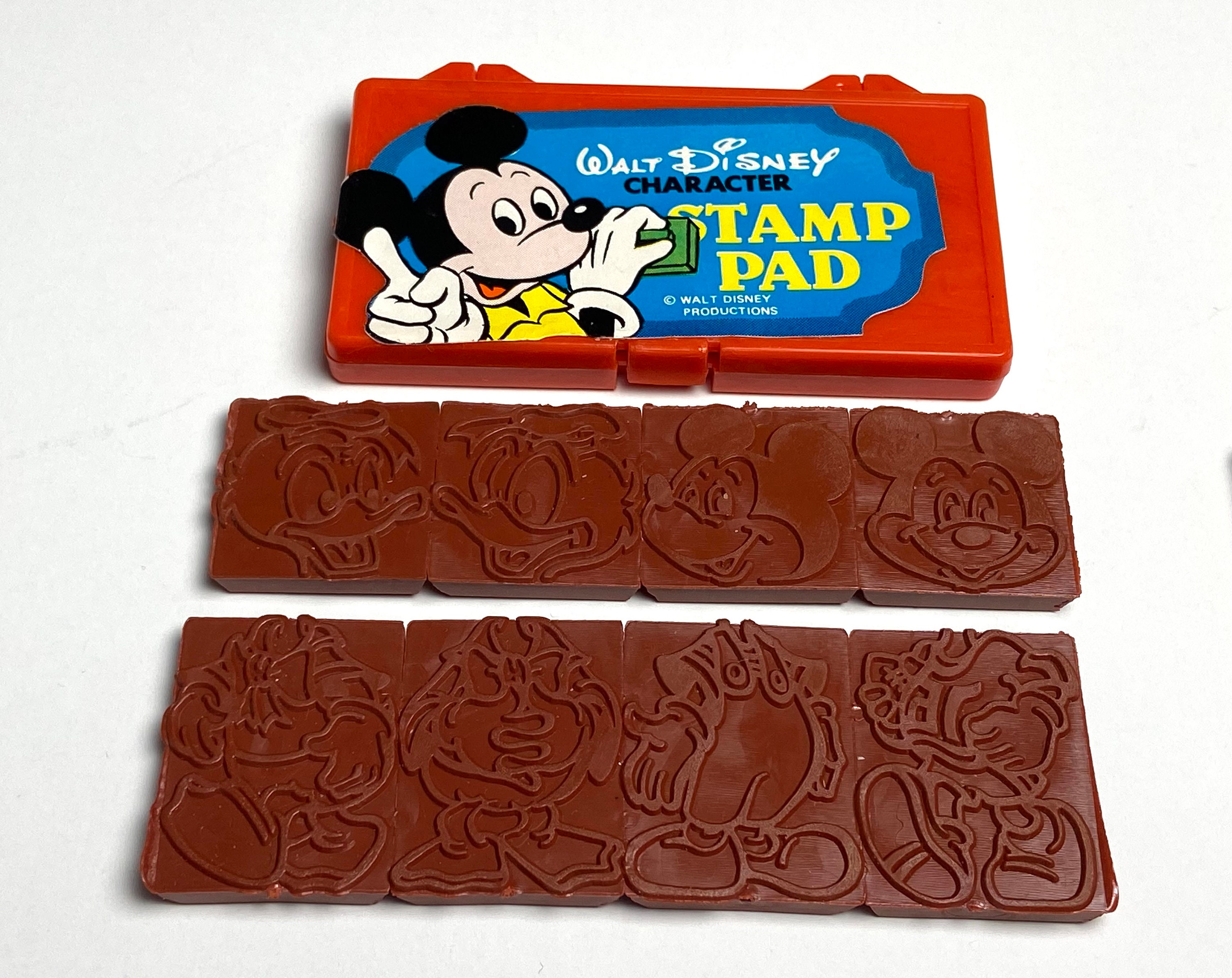 Vintage Walt Disney Character Stamp Pad and Rubber Stamps, Mickey Mouse ...