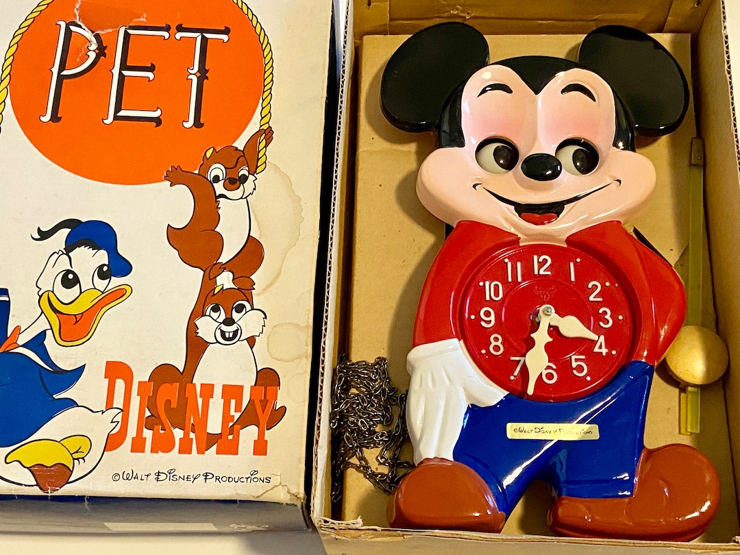 Vintage Mi-ken Mickey Wall Clock, Disney Pet, Pendulum Clock, Eyes Move ...