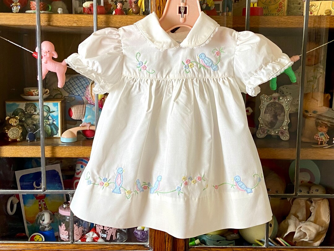 Vintage Baby Girl Dress, 3-6 Months, Bird Appliqués, A Little Angel - Etsy
