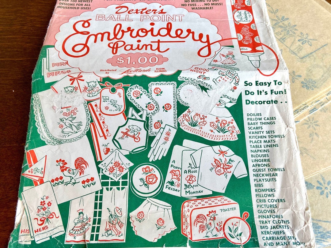 Vintage Dexter’s Transfer Patterns, Embroidery or Embroidery Paint, Lee ...