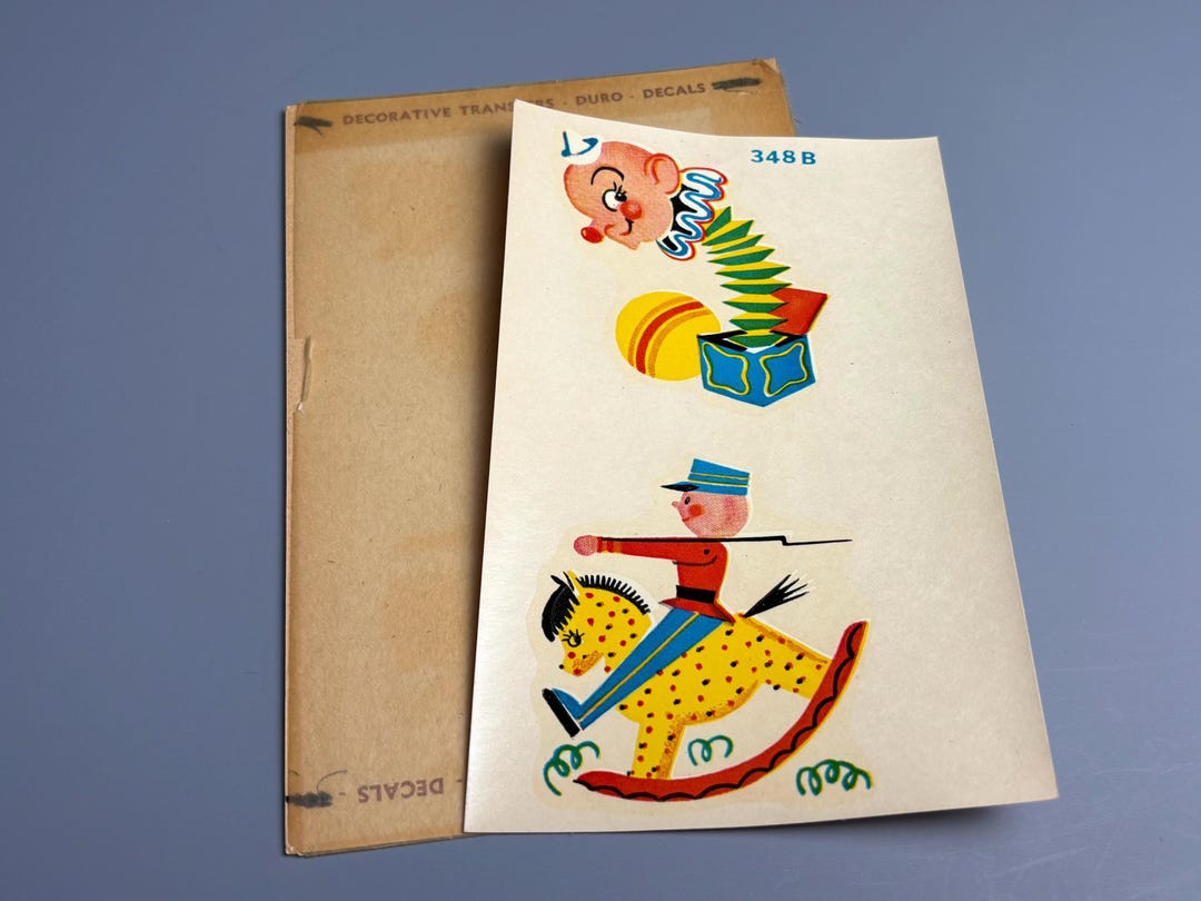 Vintage Nursery Room Decals, Duro Decorative Transfers, Duro 348B, Toy ...