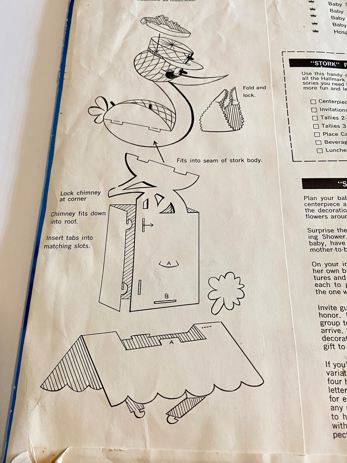 Vintage Hallmark Stork Centerpiece, Baby Shower Decor, Honeycomb Stork ...