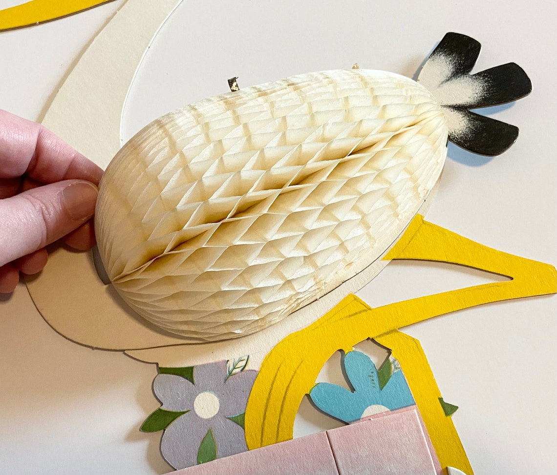 Vintage Hallmark Stork Centerpiece, Baby Shower Decor, Honeycomb Stork ...