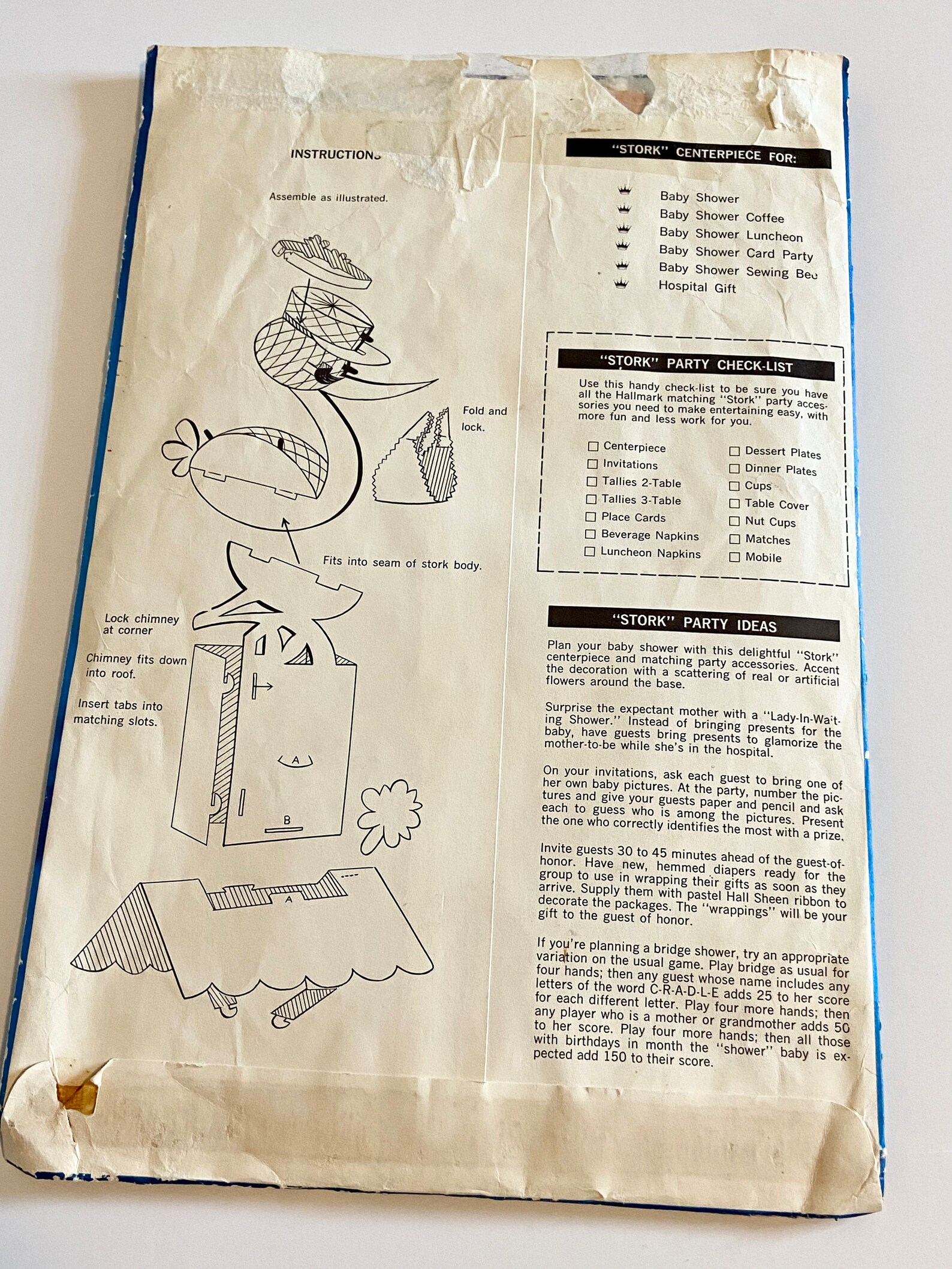 Vintage Hallmark Stork Centerpiece, Baby Shower Decor, Honeycomb Stork ...