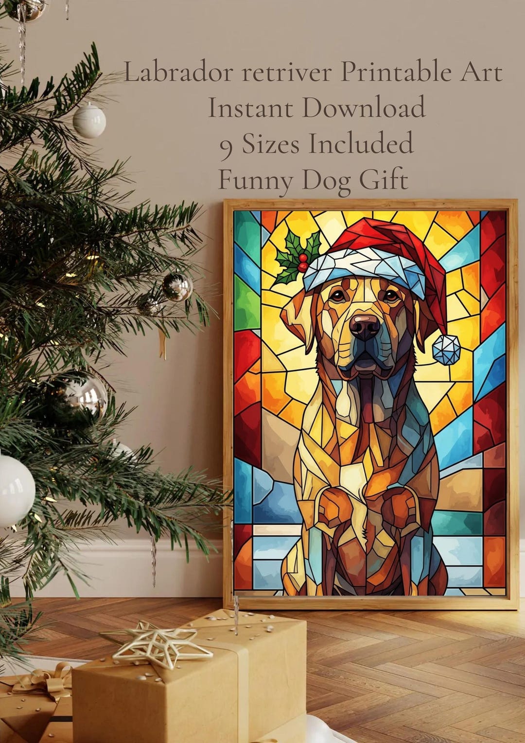 Labrador Retriever Christmas Printable Art – Cubist Dog Poster – Pet ...