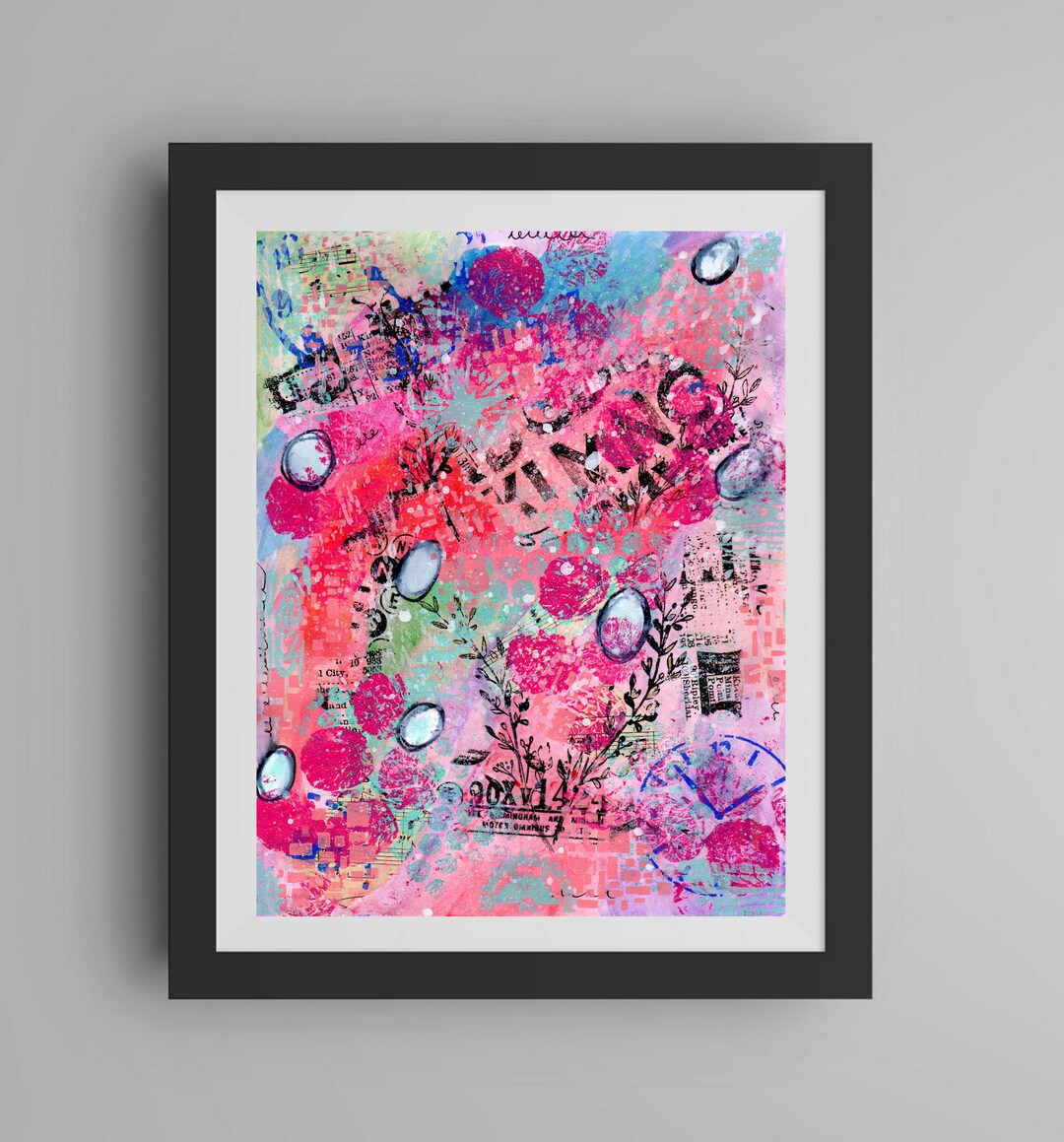 DIGITAL DOWNLOAD, Mixed Media Art Print, Pink Abstract Modern Art ...