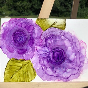 Abstract Purple Roses - Alcohol Ink on Yupo - Craft Plastic - Flowers ...
