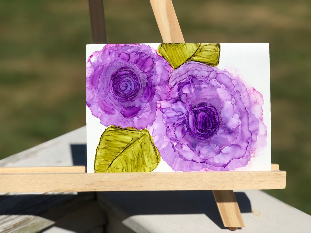Abstract Purple Roses - Alcohol Ink on Yupo - Craft Plastic - Flowers ...