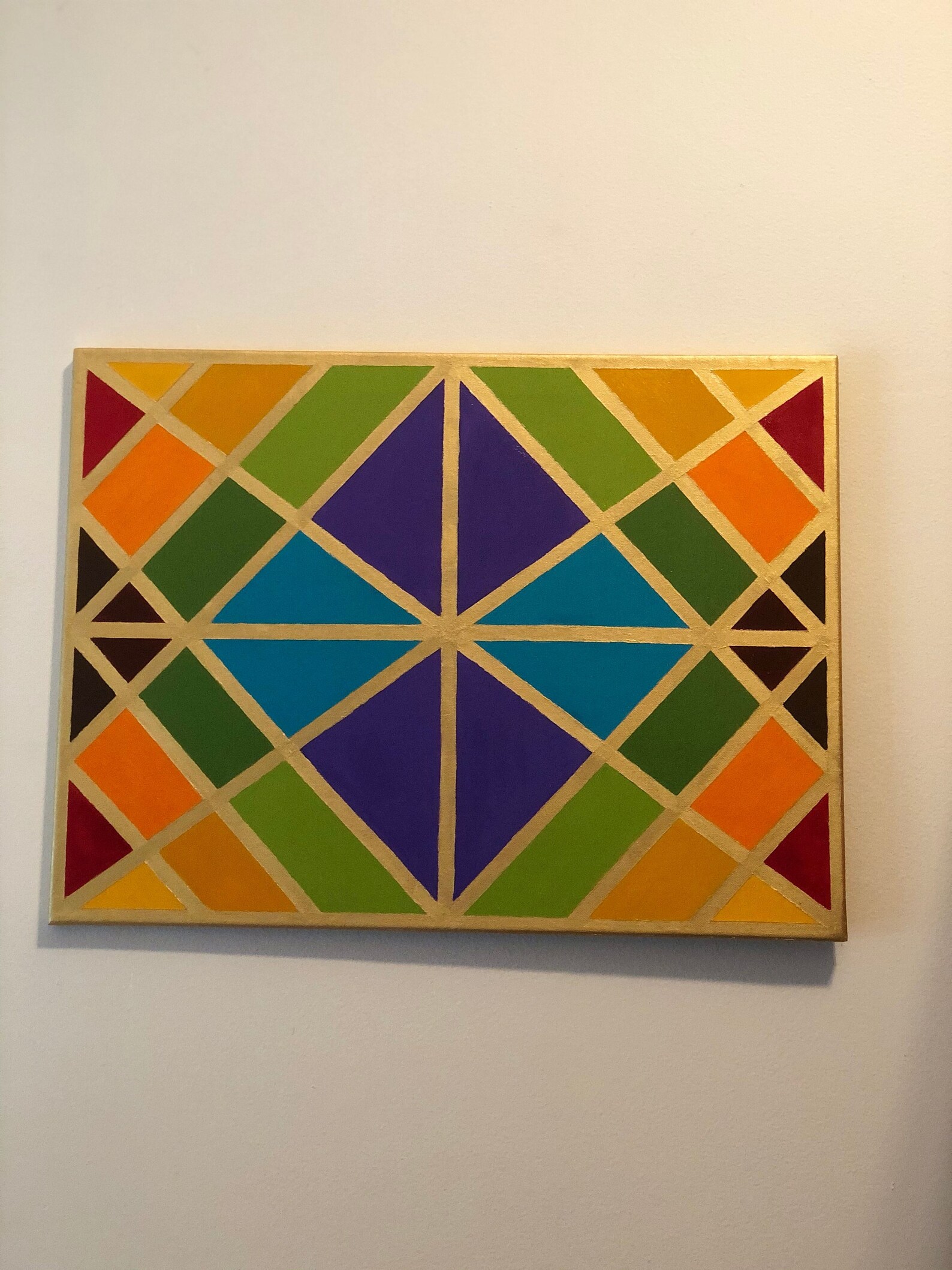 Geometric Print Multi-color Wall Art Wall Hanging Painted - Etsy