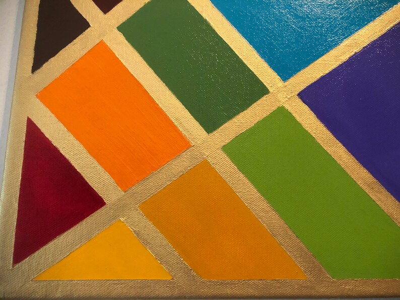 Geometric Print Multi-color Wall Art Wall Hanging Painted - Etsy