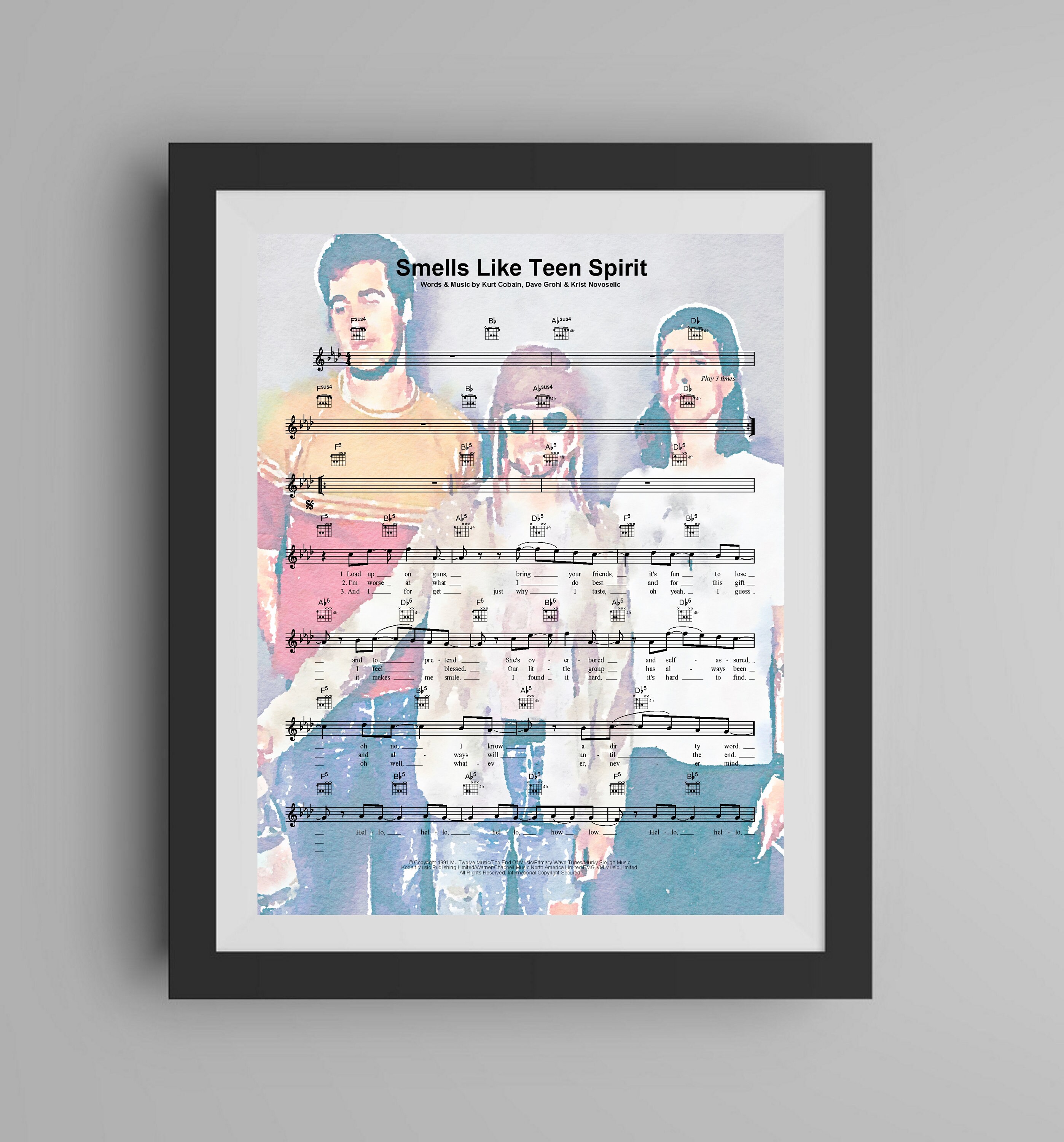 Nirvana Watercolor Painting Poster - Kurt Cobain - Unique Gift Idea ...