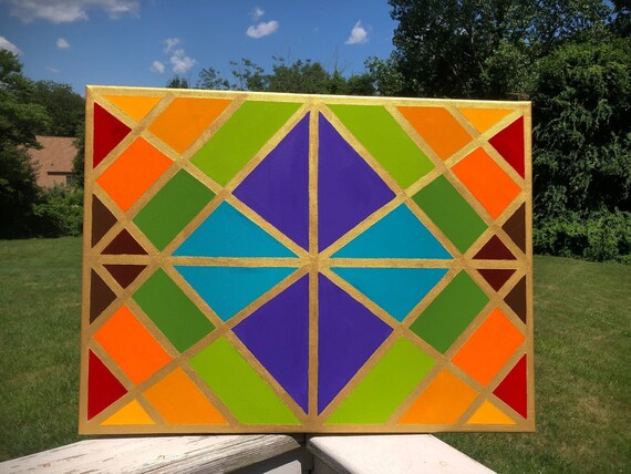 Geometric Print Multi-color Wall Art Wall Hanging Painted - Etsy