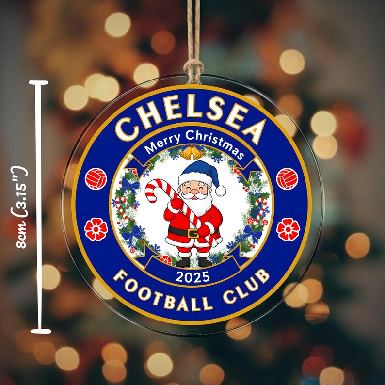 Chelsea FC Crest Christmas Ornament 2025, the Blues, UV Printed Acrylic ...