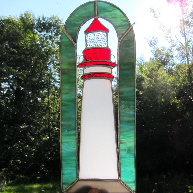 Stained Glass Seaside Lighthouse Suncatcher Window Hanging. - Etsy