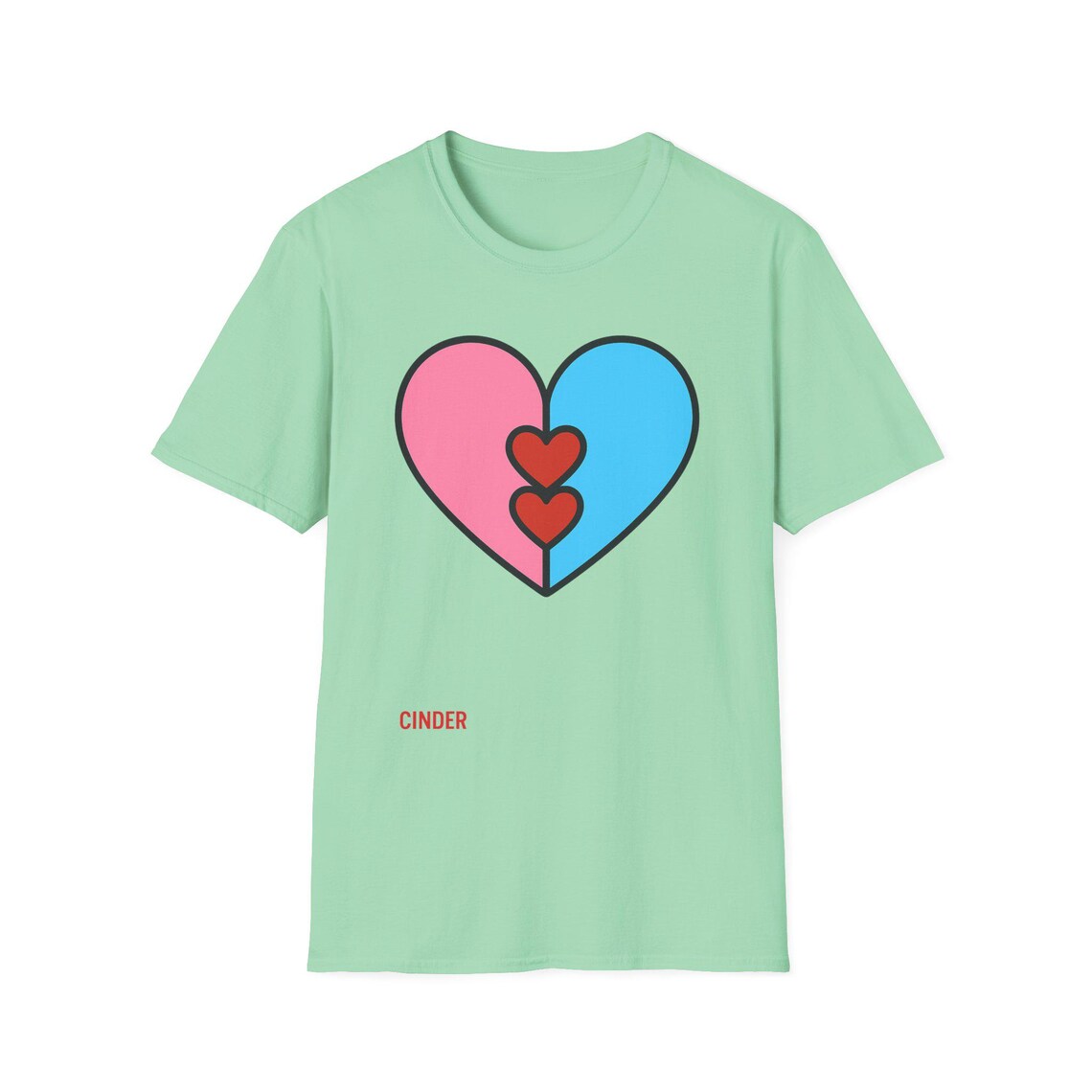 Split Heart With Stacked Hearts T-shirt | Pink Blue Heart Graphic - Etsy