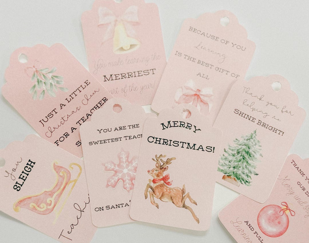 Pink Christmas Gift Tags for Teachers! - Etsy