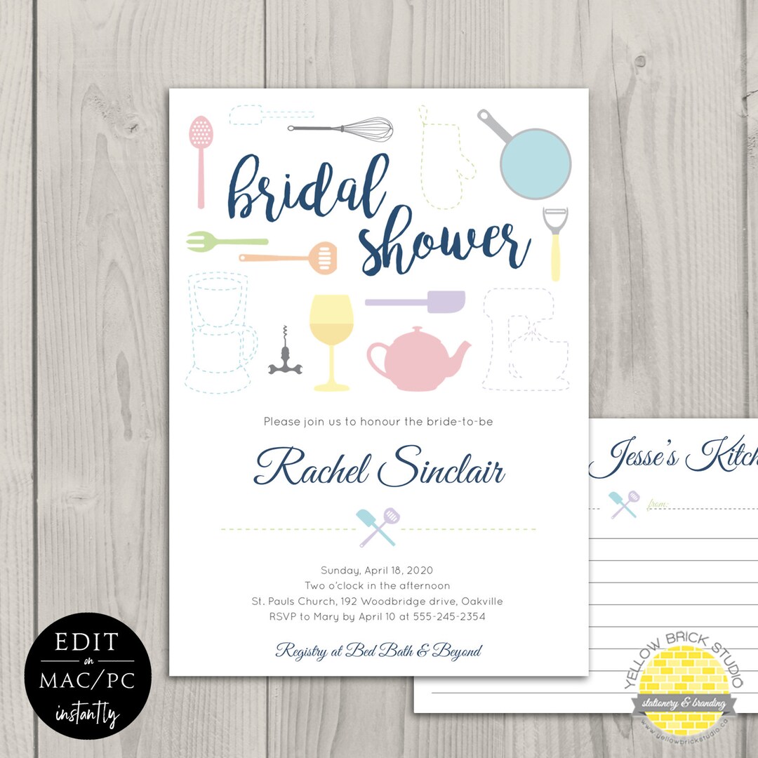 Printable Shower Invitation Recipe Card Template Instant - Etsy