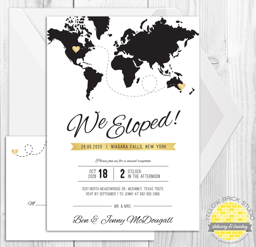 Elope Announcement and Reception Invitation Destination Wedding Invite ...