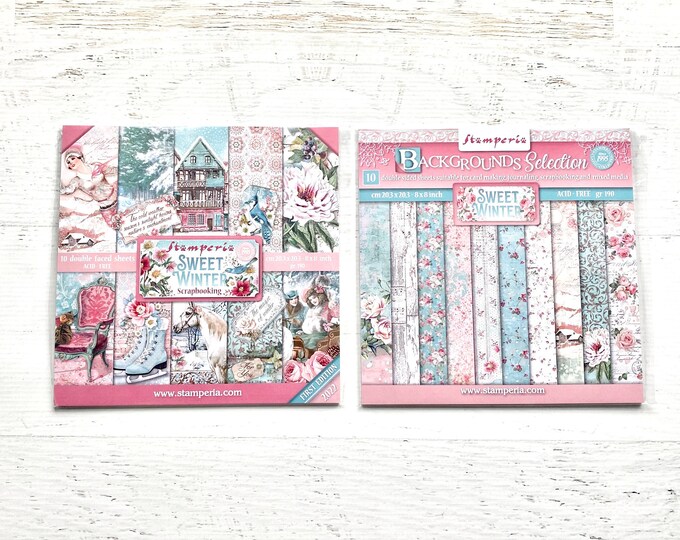 Stamperia Sweet Winter Paper Collection or Backgrounds Selection, 8x8 ...