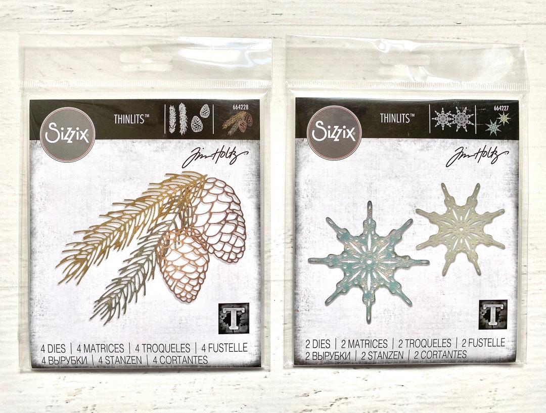 Tim Holtz, Pine Branch or Fanciful Snowflakes, Thinlits Sizzix Dies, Card Making, Scrapbooking ...