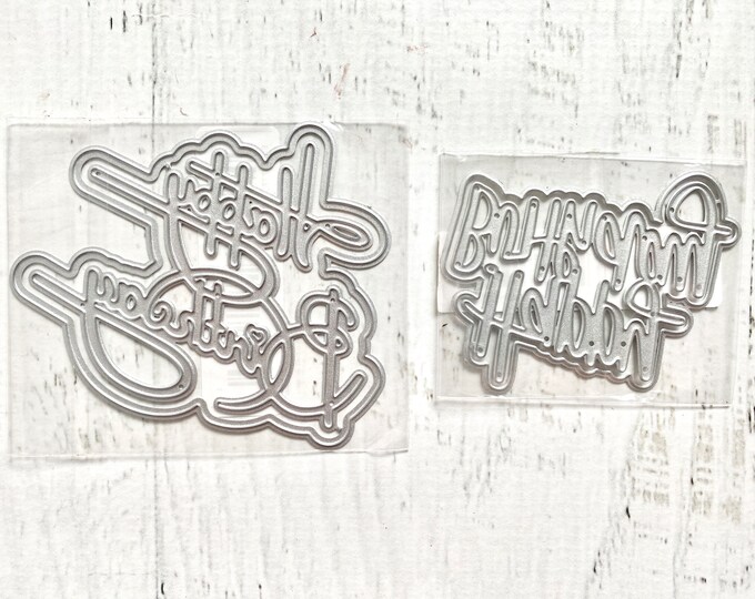 Unbranded Happy Birthday Word Dies, Thin Metal Dies, 2 Pc/set, Card ...
