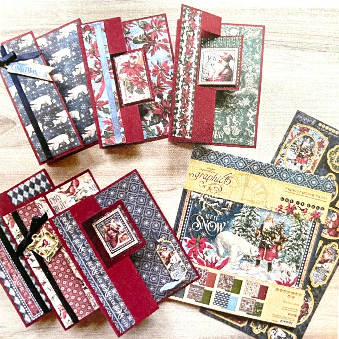 Graphic 45 DIY Let It Snow Card Kit, Makes 3 Z-fold Cards W ...