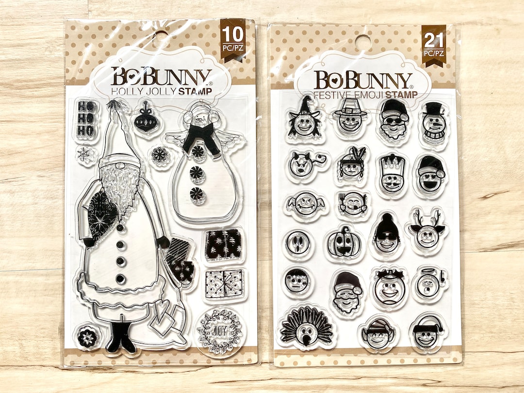 Bo Bunny Clear Stamps,festive Emoji or Holly Jolly Stamp Set ...