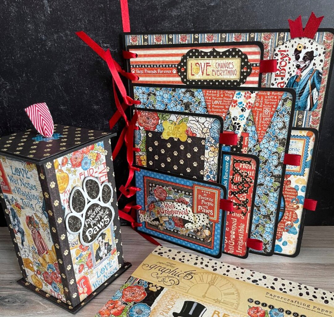 Graphic 45 Well Groomed Board Book Album and Treat Box Kit, Includes ...