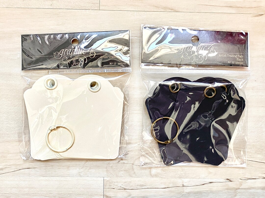 Graphic 45 ATC Tag Album, 12 Pcs. W/ Binder Ring, Ivory, or Black ...