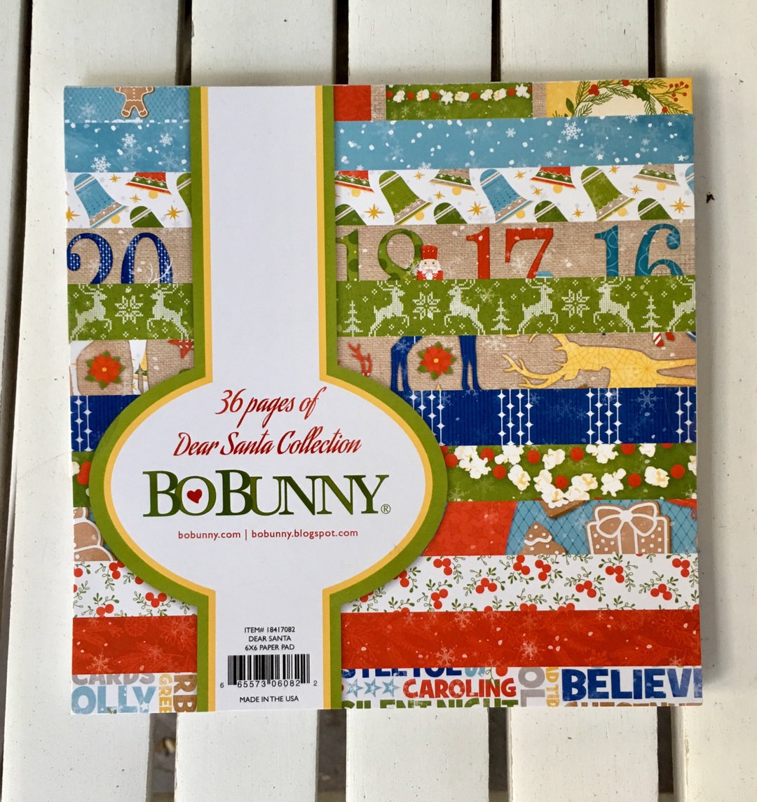 Bo Bunny Dear Santa 36 Pg 6x6 Pad of Paper, 3 Pages Each of 12 Designs ...