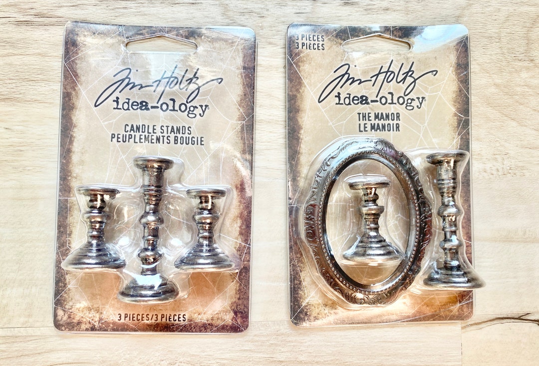 Tim Holtz, Ideaology, Candle Stands or the Manor, 3 Metal ...