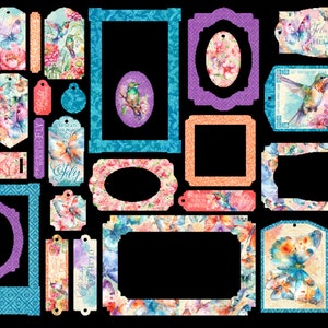 Graphic 45 Flight of Fancy Ephemera Assortment, Chipboard Tag & Frames, or Rub-on Transfers ...