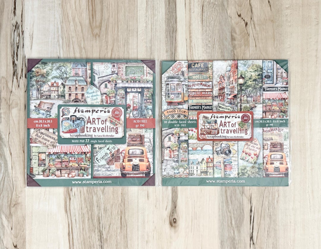Stamperia Art of Traveling Collection, 8x8", 22 Page Single-side or 10 ...