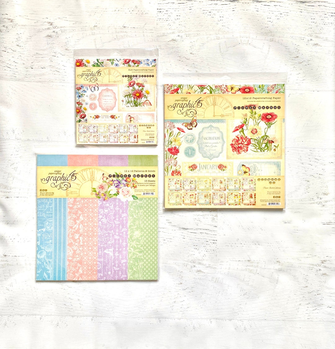 Graphic 45 Flower Market Calendar Collection, 12x12, 8x8, or 12X12 ...