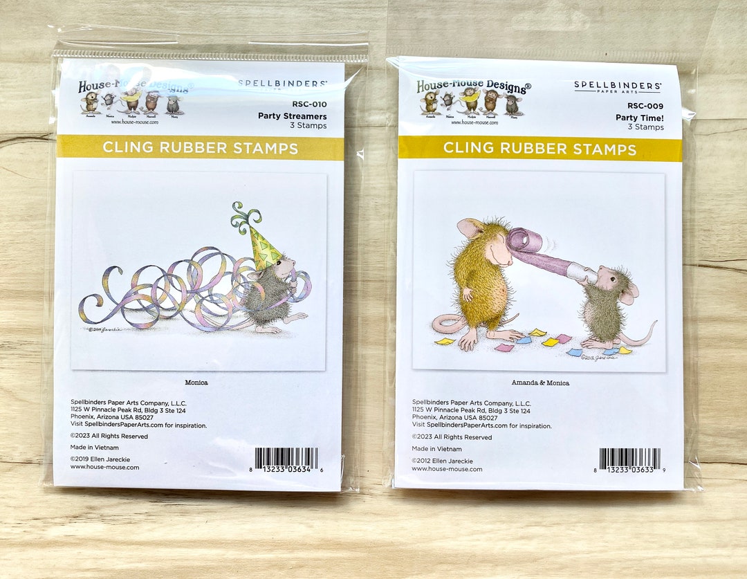 Spellbinders House Mouse Cling Stamps, Party Streamers or Party Time ...