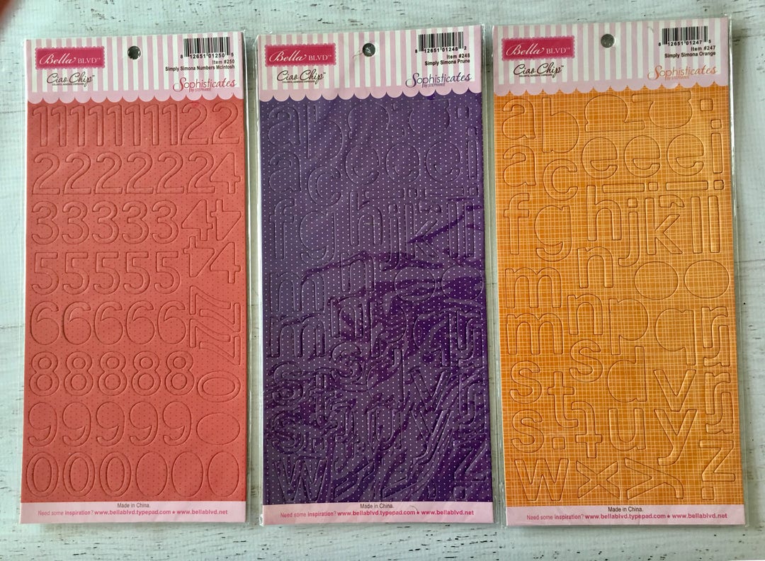 Bella Blvd. Chipboard Sticker Sheets, Set of 3, Alphas, Letters ...