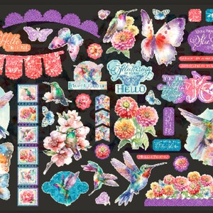 Graphic 45 Flight of Fancy Ephemera Assortment, Chipboard Tag & Frames, or Rub-on Transfers ...