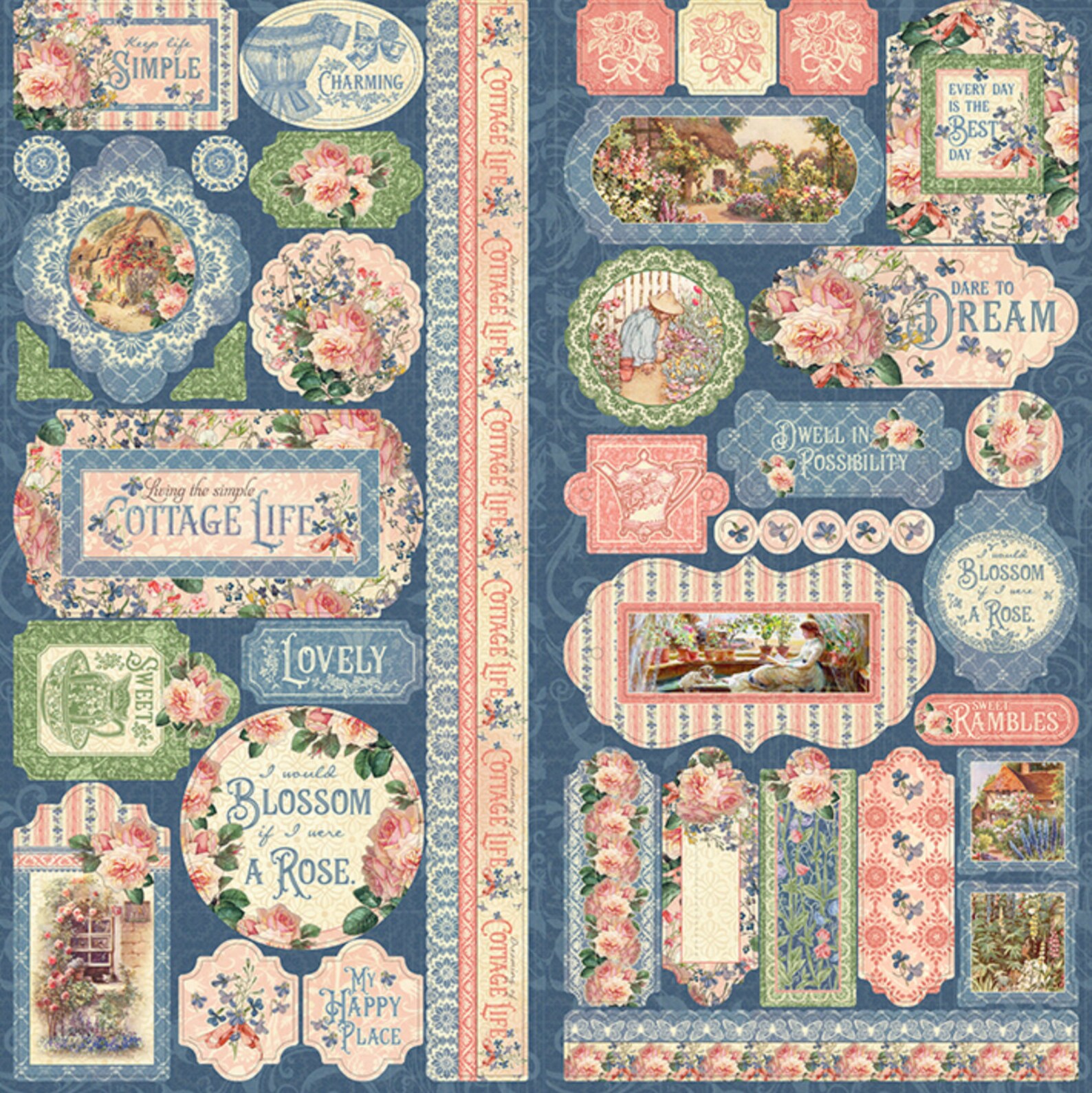 Graphic 45 Cottage Life Stickers ( or Chipboard, Scrapbook ...