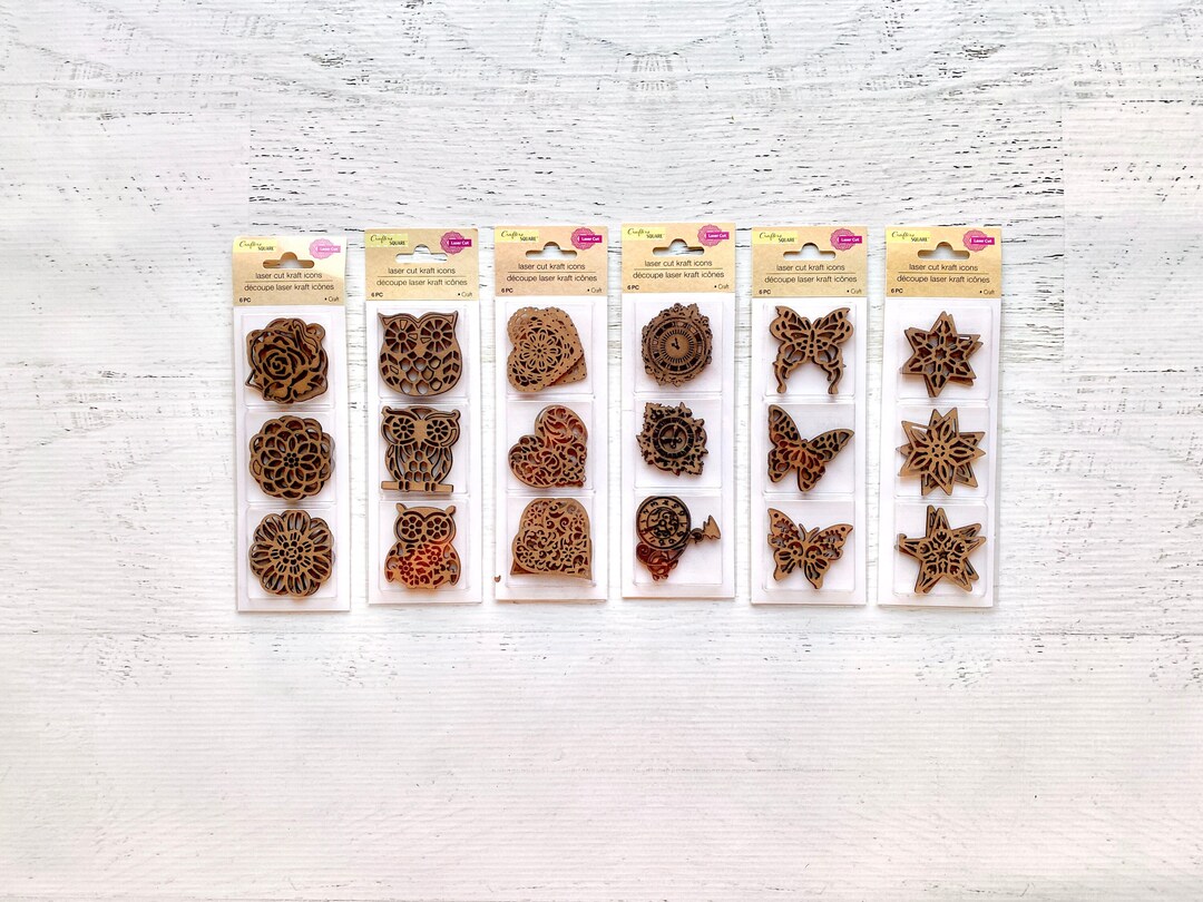 Crafter's Square Laser Cut Kraft Icons, Rosettes, Owls, Butterflies ...