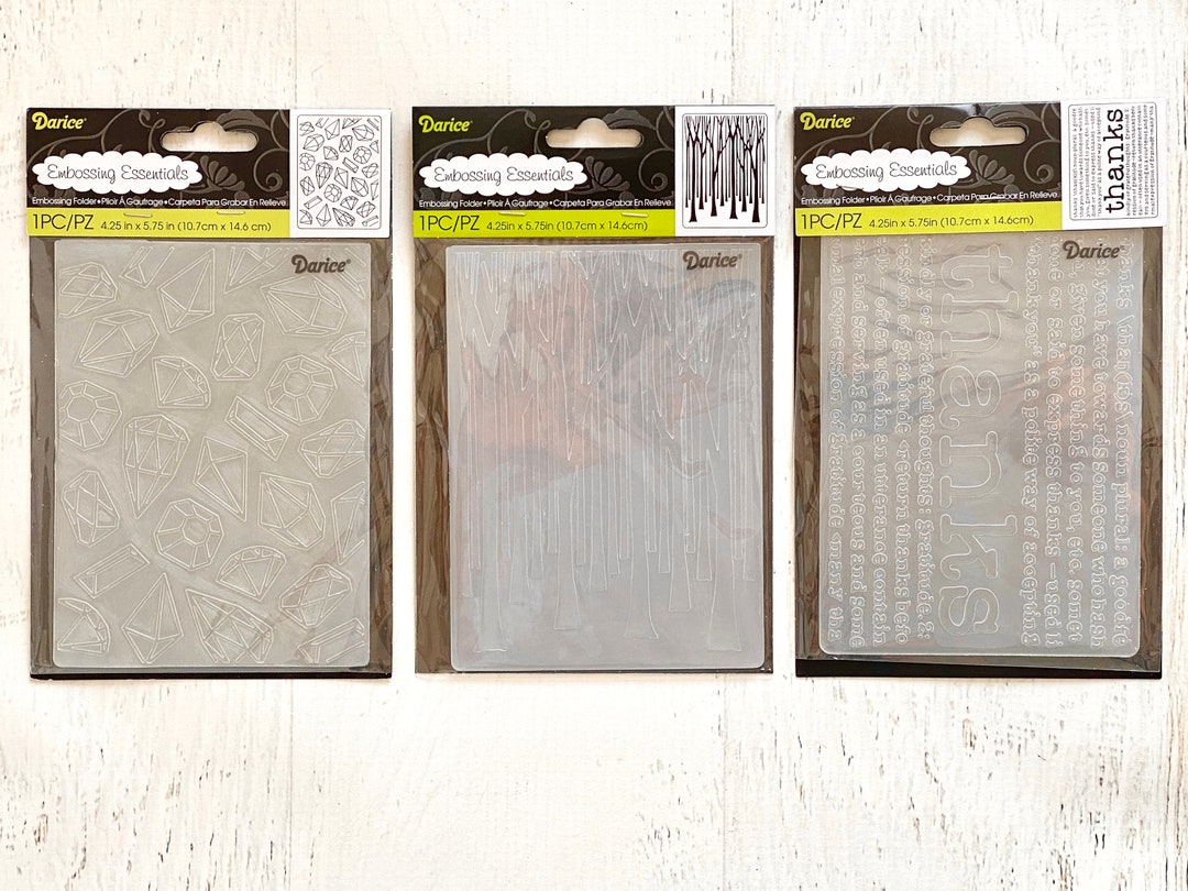 Darice 4.25x5.75" Embossing Folder, Hand Drawn Gems, Thanks or Tree ...