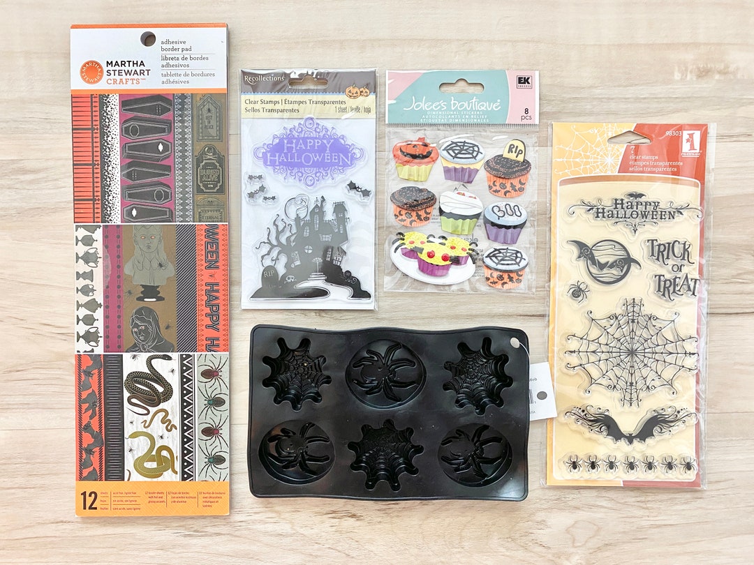 Halloween Bundle, 5 Pc, 2 Clear Stamp Sets, Adhesive Border Pad ...